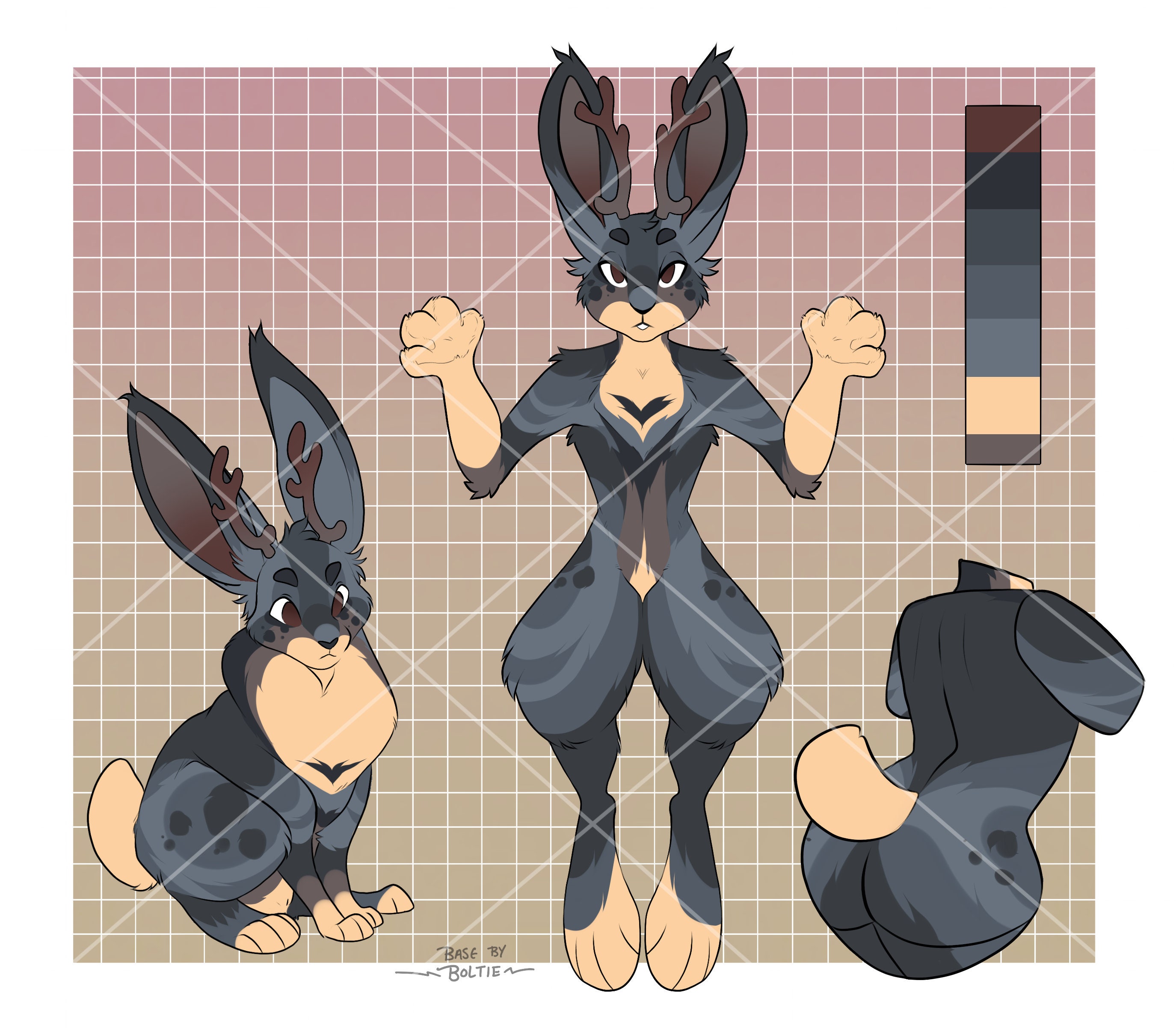 Jackalope Rabbit Bunny Adopt Furry Adoptable Fursona Character Design Anthro Oc - Etsy