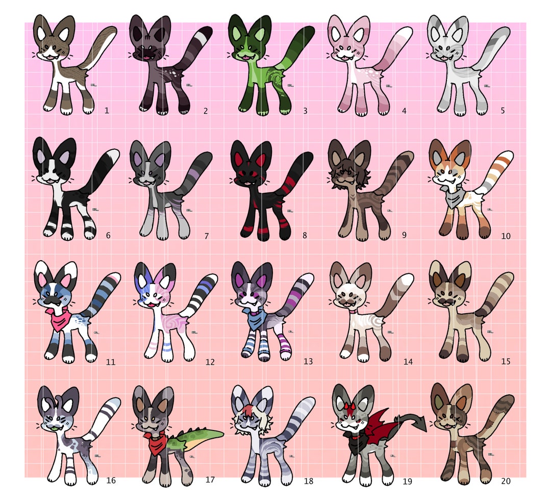 Cat Feline Adopt Batch Furry Adoptable Fursona Character Desgin Oc - Etsy