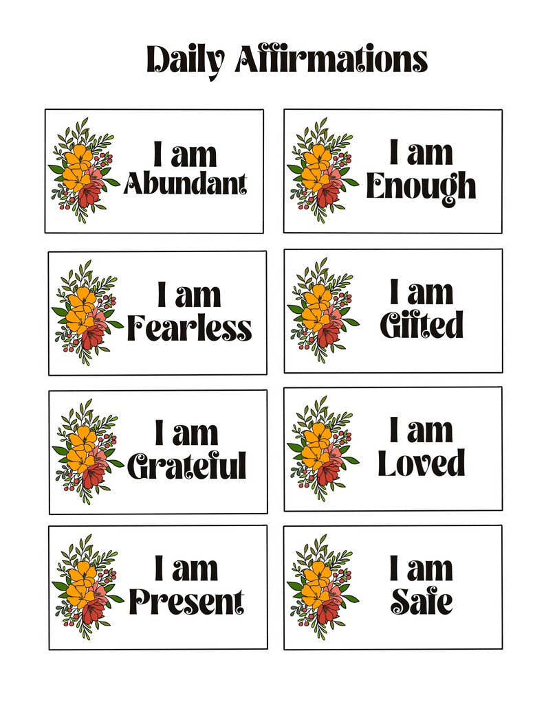 Printable Stickers, Digital Download, Affirmation Stickers, Positive ...