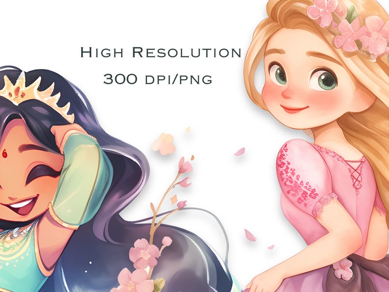 Magical Princess Clipart Bundle - Watercolor, Instant Download ...