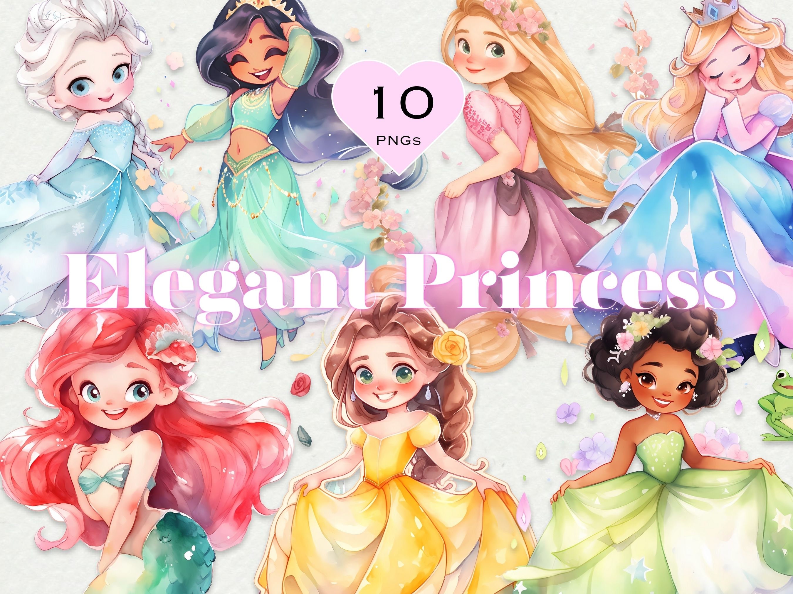 Magical Princess Clipart Bundle - Watercolor, Instant Download ...