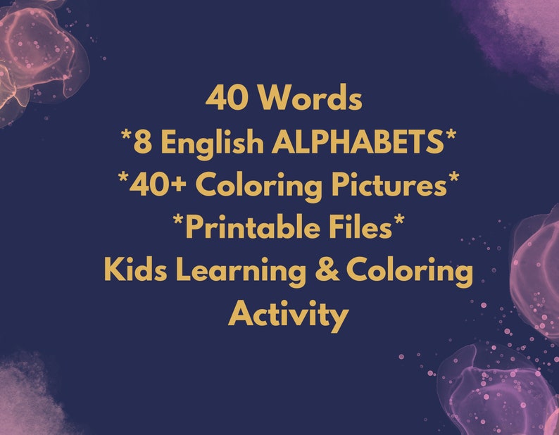 40 Words Coloring Page DIGITAL Set Kids Activity Sheet - Etsy