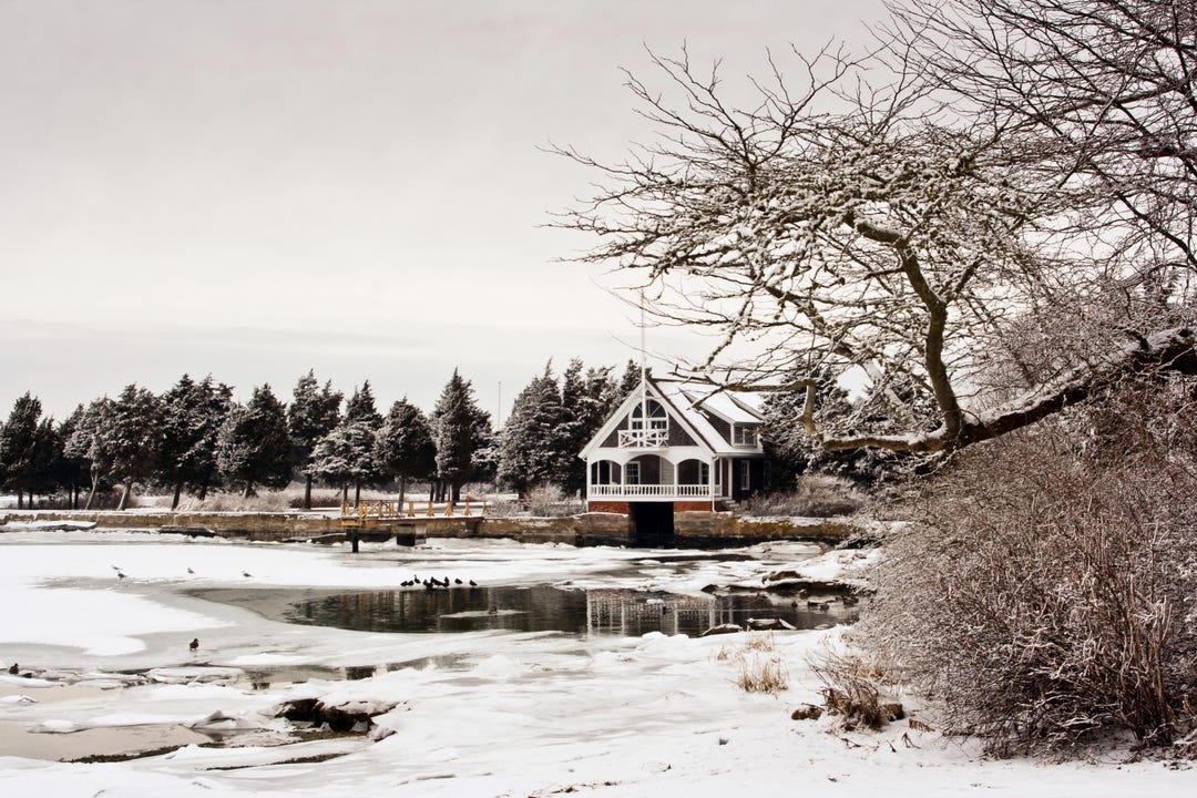 West Falmouth Boat House, Boat House, Winter Scene, Cape Cod, Cape Cod ...