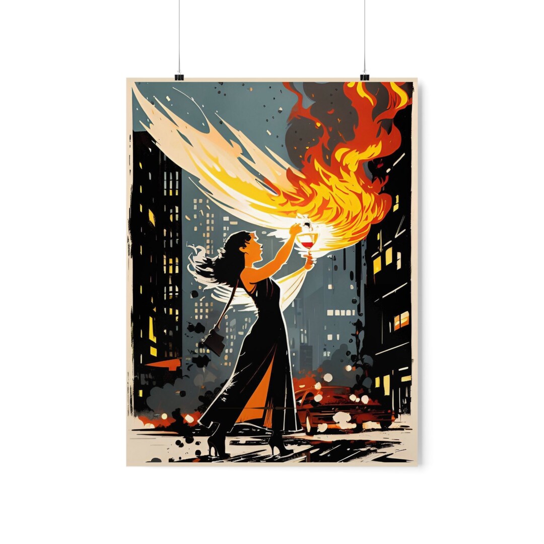 Woman on Fire - Art Poster - Etsy