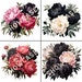 Black Peonies Clipart, Watercolor Flowers PNG & SVG, Peonies Clipart ...