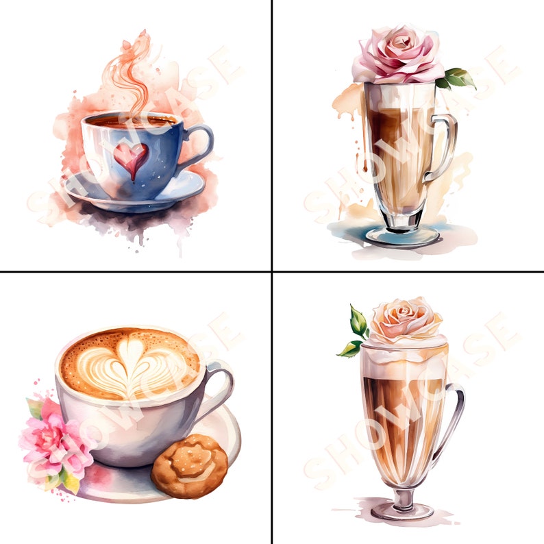Watercolor Coffee Clip Art PNG & SVG, Coffee Cup Clipart Bundle, Coffee ...