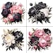Black Peonies Clipart, Watercolor Flowers PNG & SVG, Peonies Clipart ...