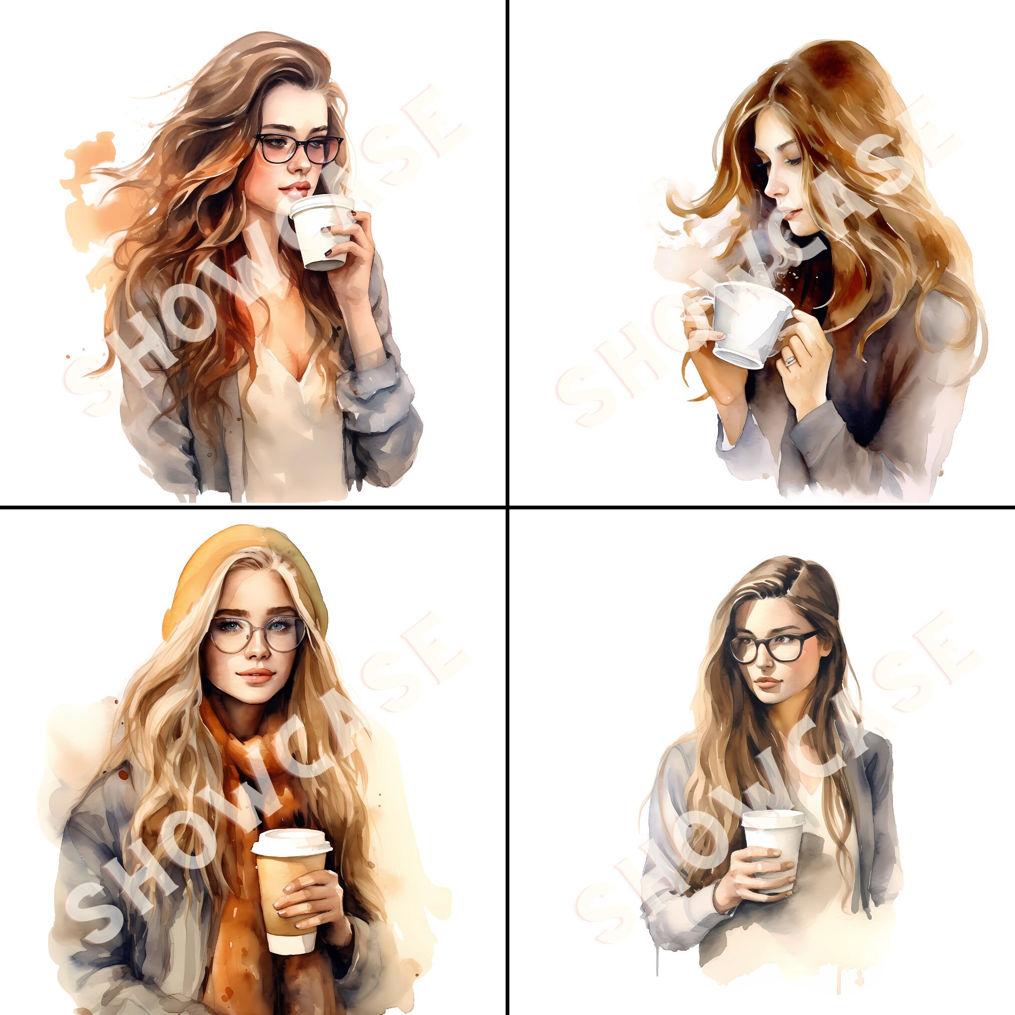 Watercolor Coffee Clip Art PNG & SVG, Coffee Cup Clipart Bundle, Coffee ...