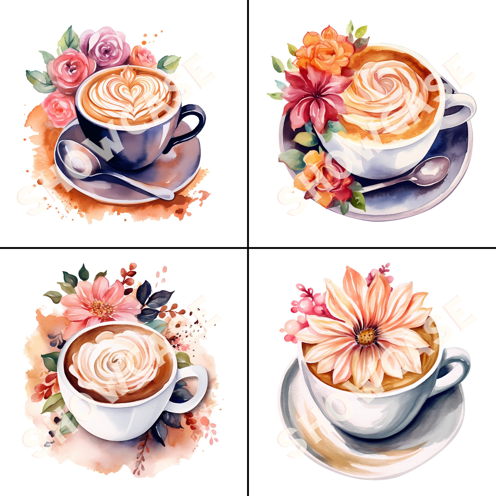 Watercolor Coffee Clip Art PNG & SVG Coffee Cup Clipart - Etsy