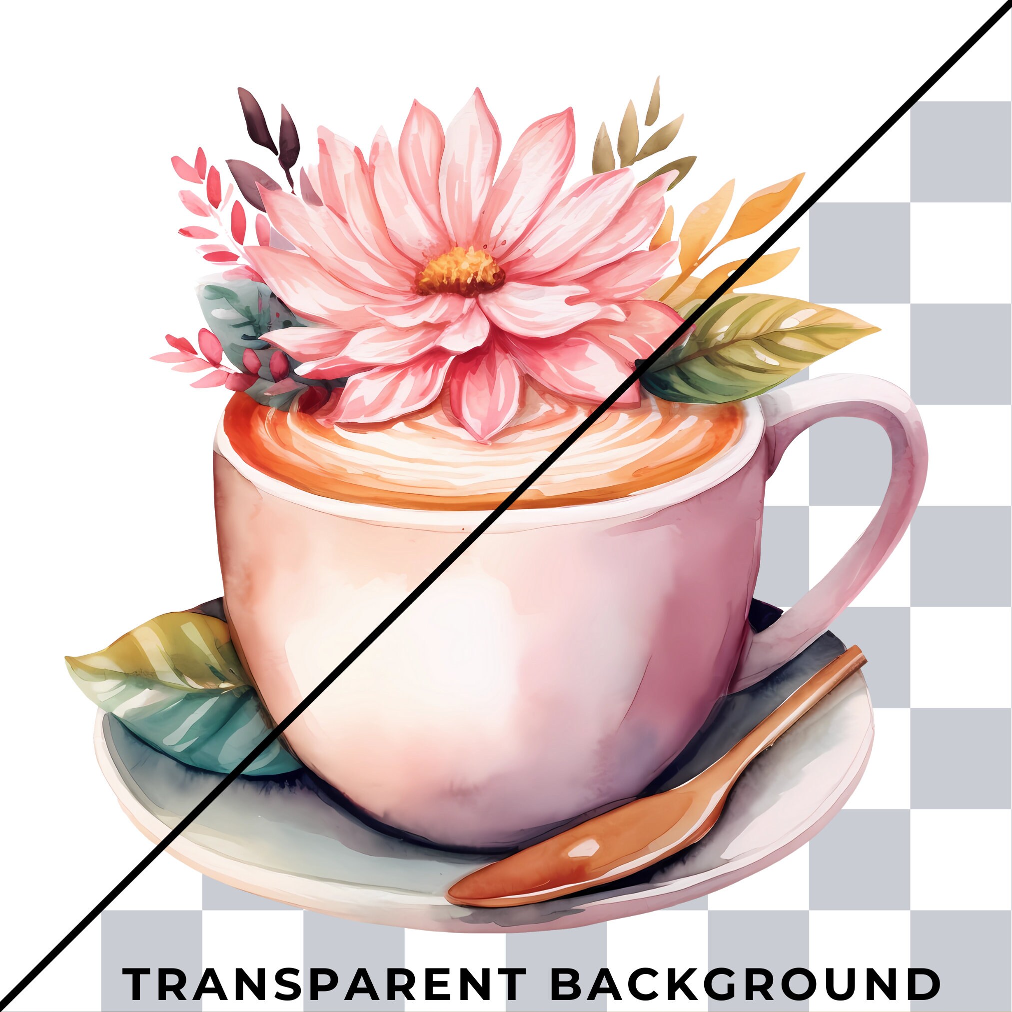 Watercolor Coffee Clip Art PNG & SVG, Coffee Cup Clipart Bundle, Coffee ...