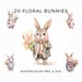 20 Floral Bunny Clipart Bundle PNG & SVG, Nursery Spring Pastel Bundle ...