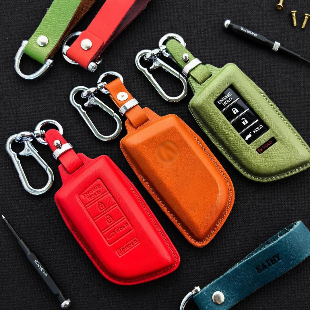 Leather Car Key Fob Cover for Acura, Handmade Luxury Key Case, Keychain ...