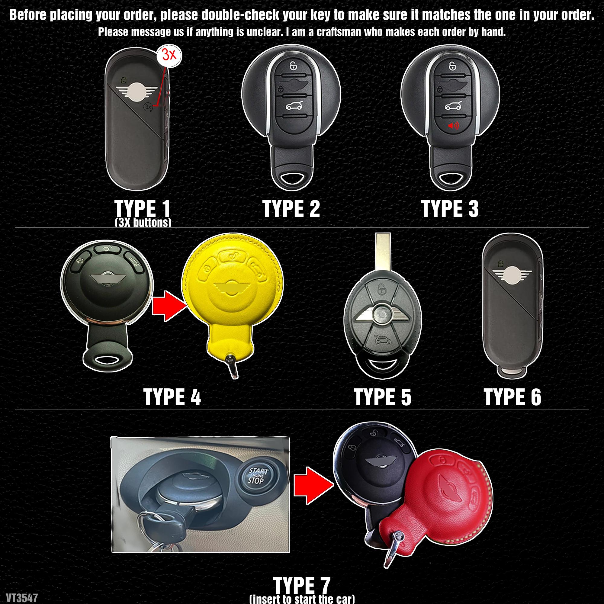 Mini Cooper Key Fob Leather Cover Compatible With One Countryman ...