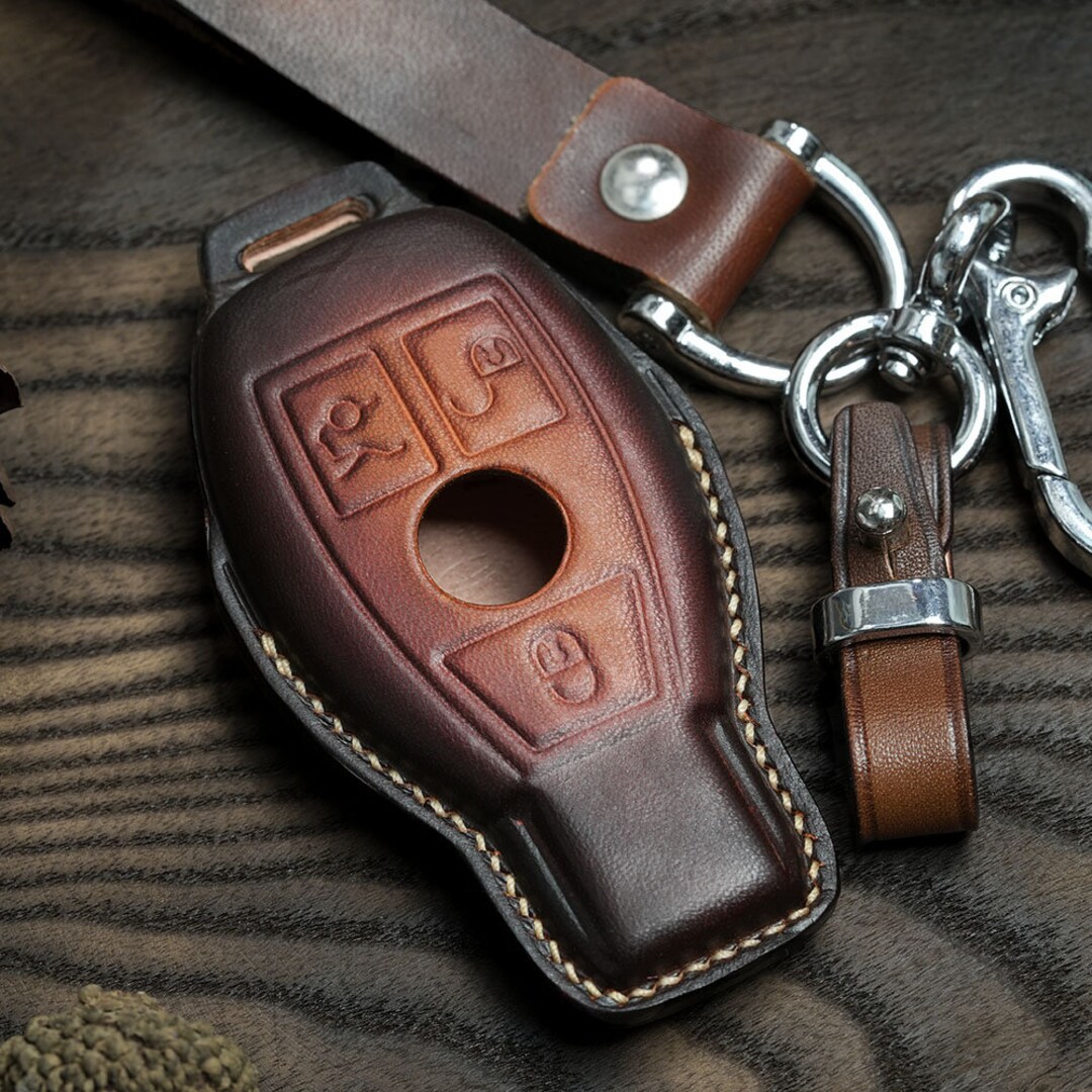 Leather Key Fob Cover Case for Mercedes C Class GLC Cls Cla GL R Slk ...
