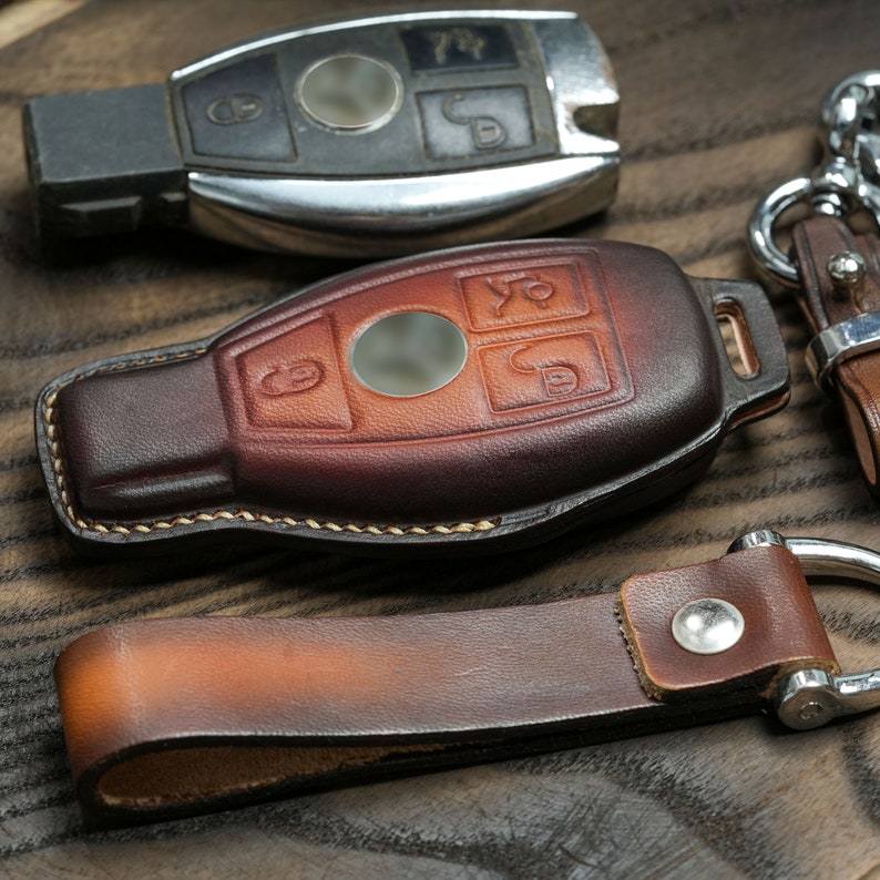 Leather Key Fob Cover Case for Mercedes C Class GLC Cls Cla GL R Slk ...