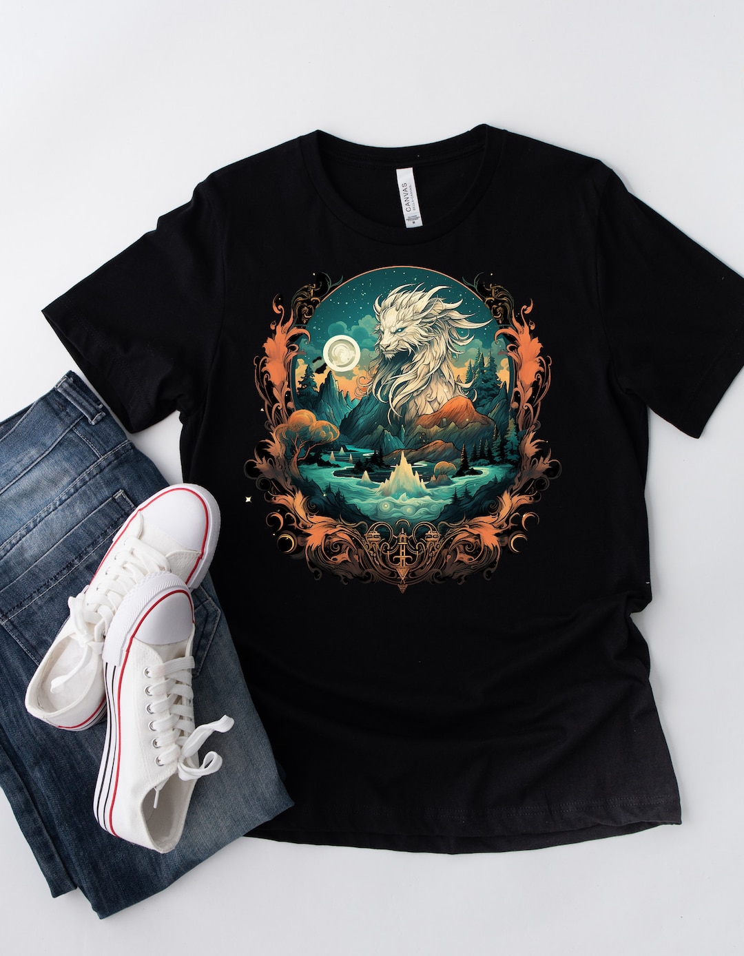 Fantasy Design With Mythical Creatures T Shirt Design Men/women - Etsy