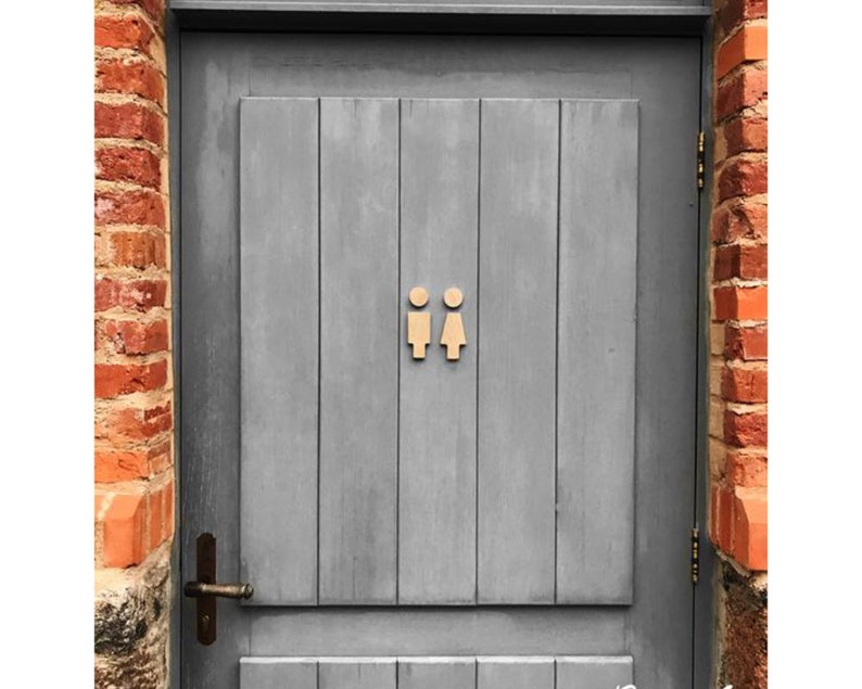 Restroom Sign, Wooden Toilet Sign, Male Female Bathroom Figurines, Oak ...