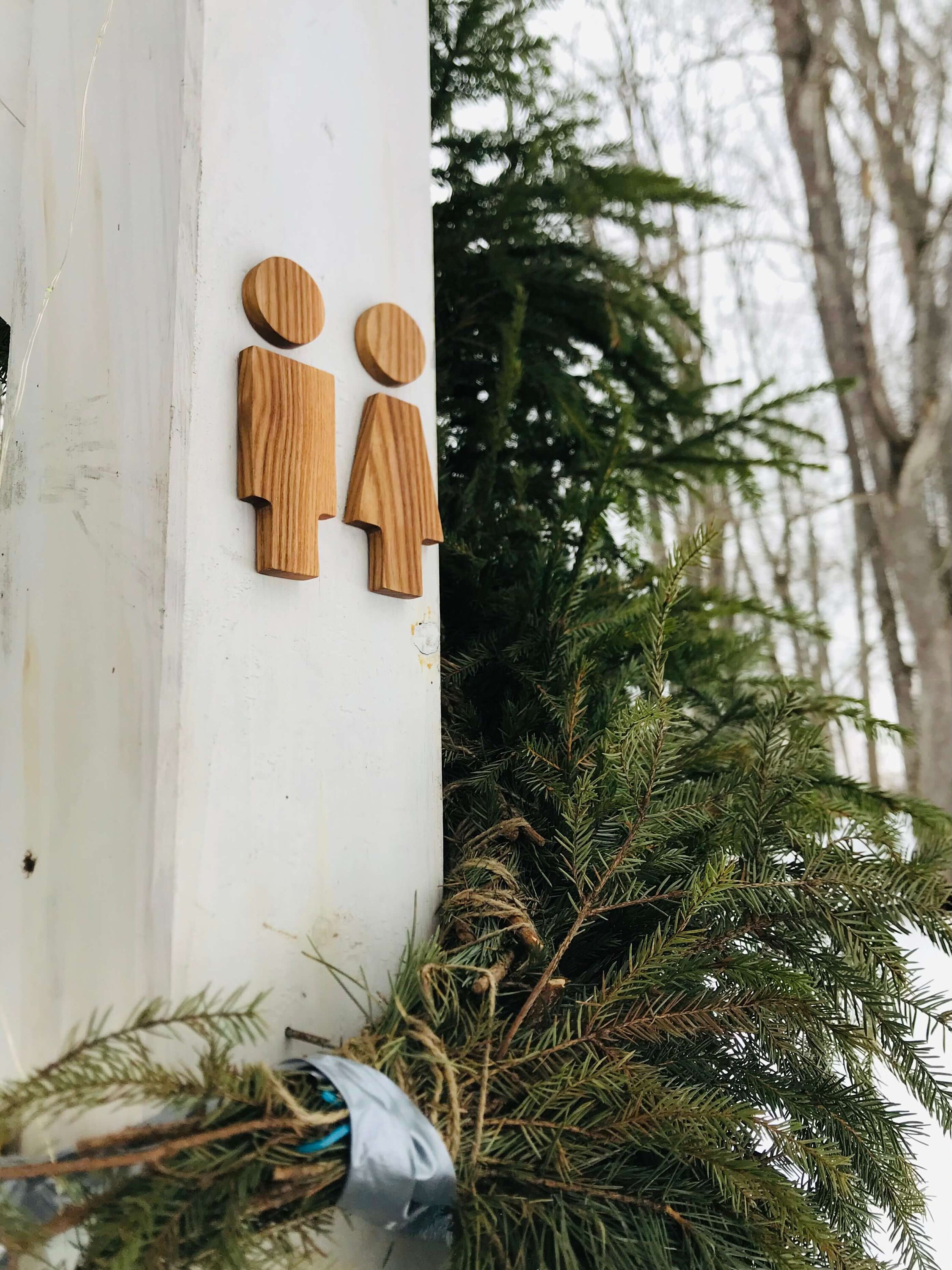 Restroom Sign, Wooden Toilet Sign, Male Female Bathroom Figurines, Oak ...