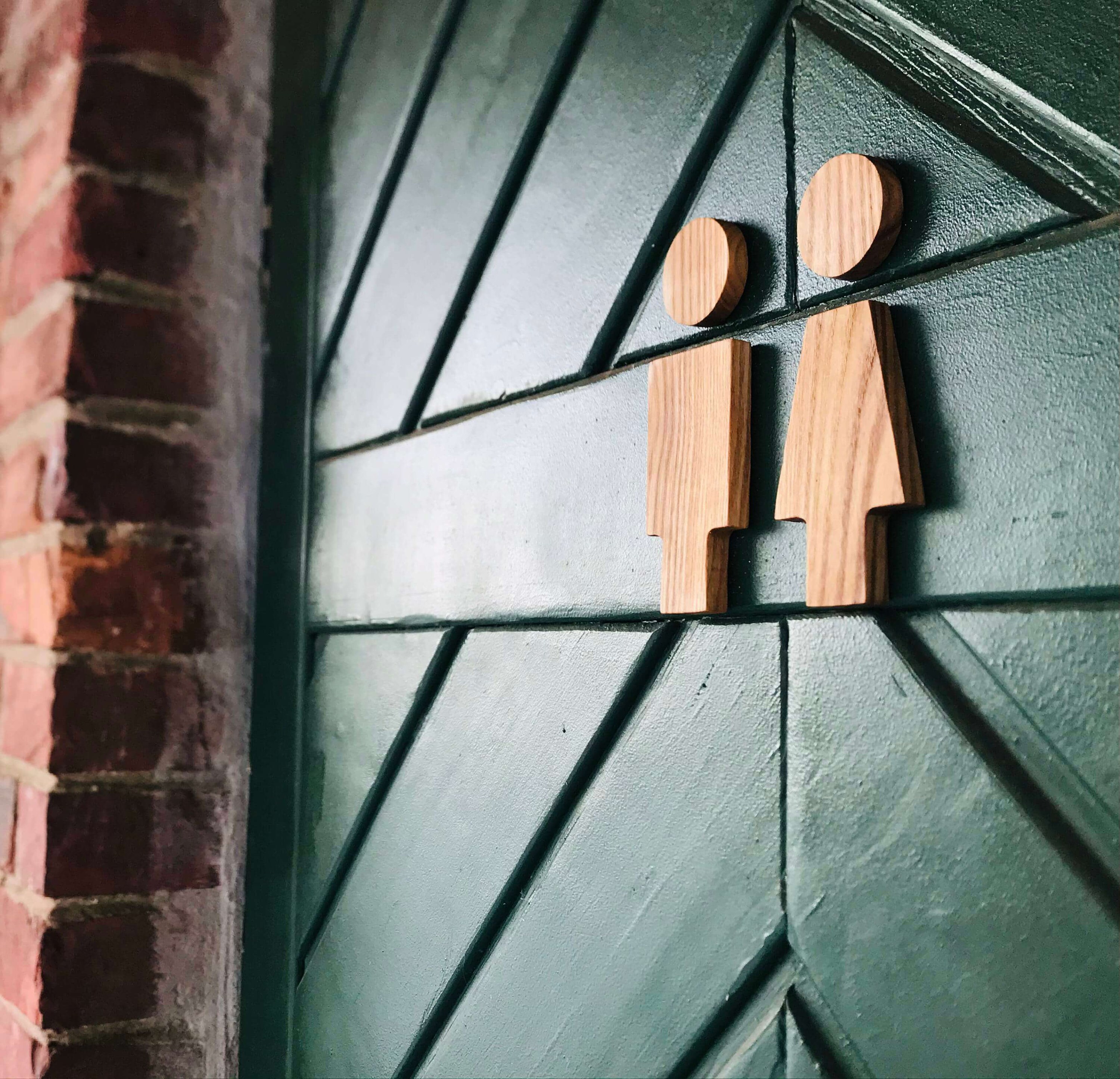 Restroom Sign, Wooden Toilet Sign, Male Female Bathroom Figurines, Oak ...