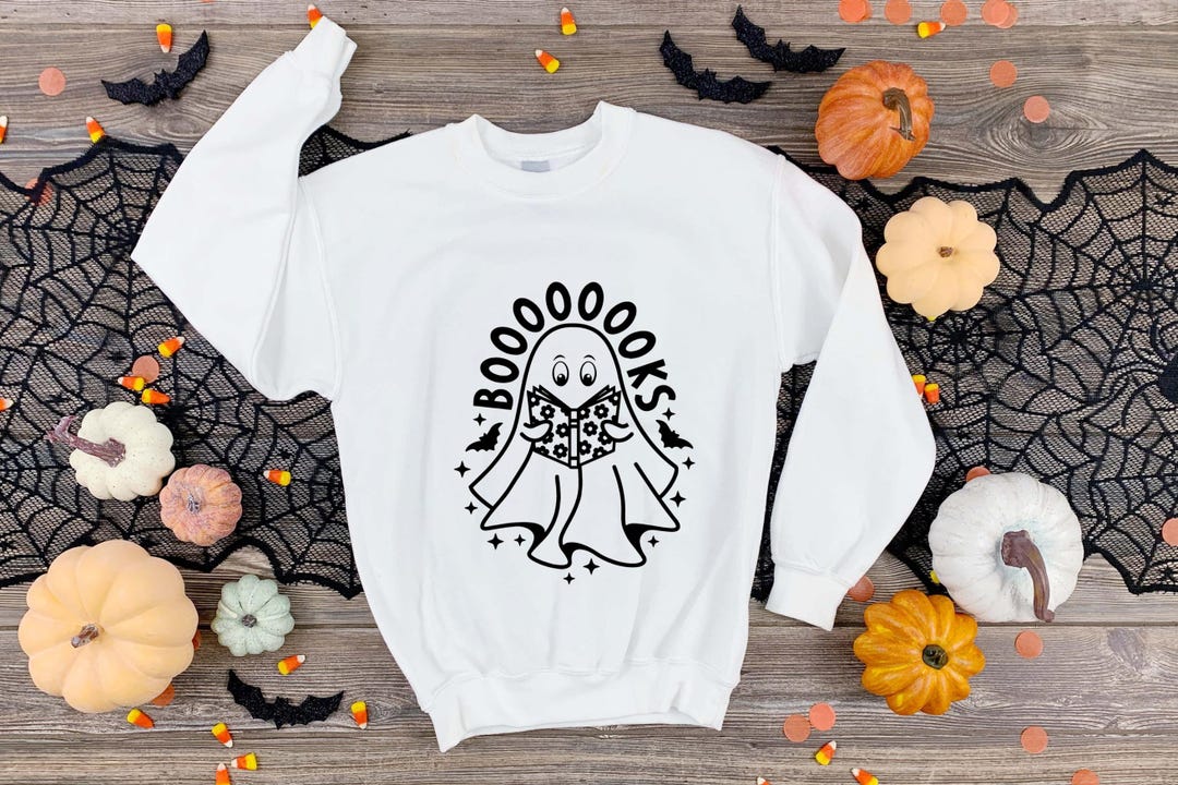 Funny Book Lover Halloween PNG, Cute Ghost Book Nerd, Ghost Halloween ...