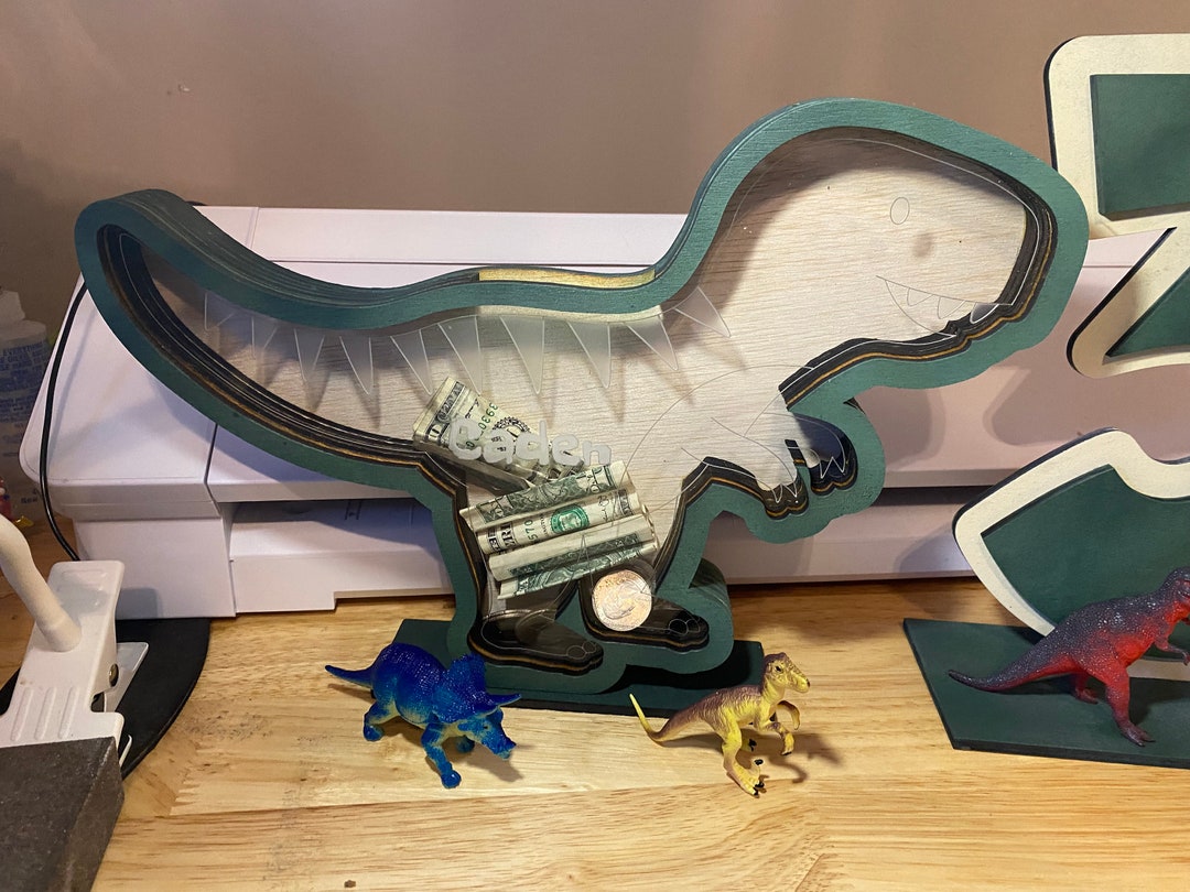 Personalized Dinosaur Bank - Etsy