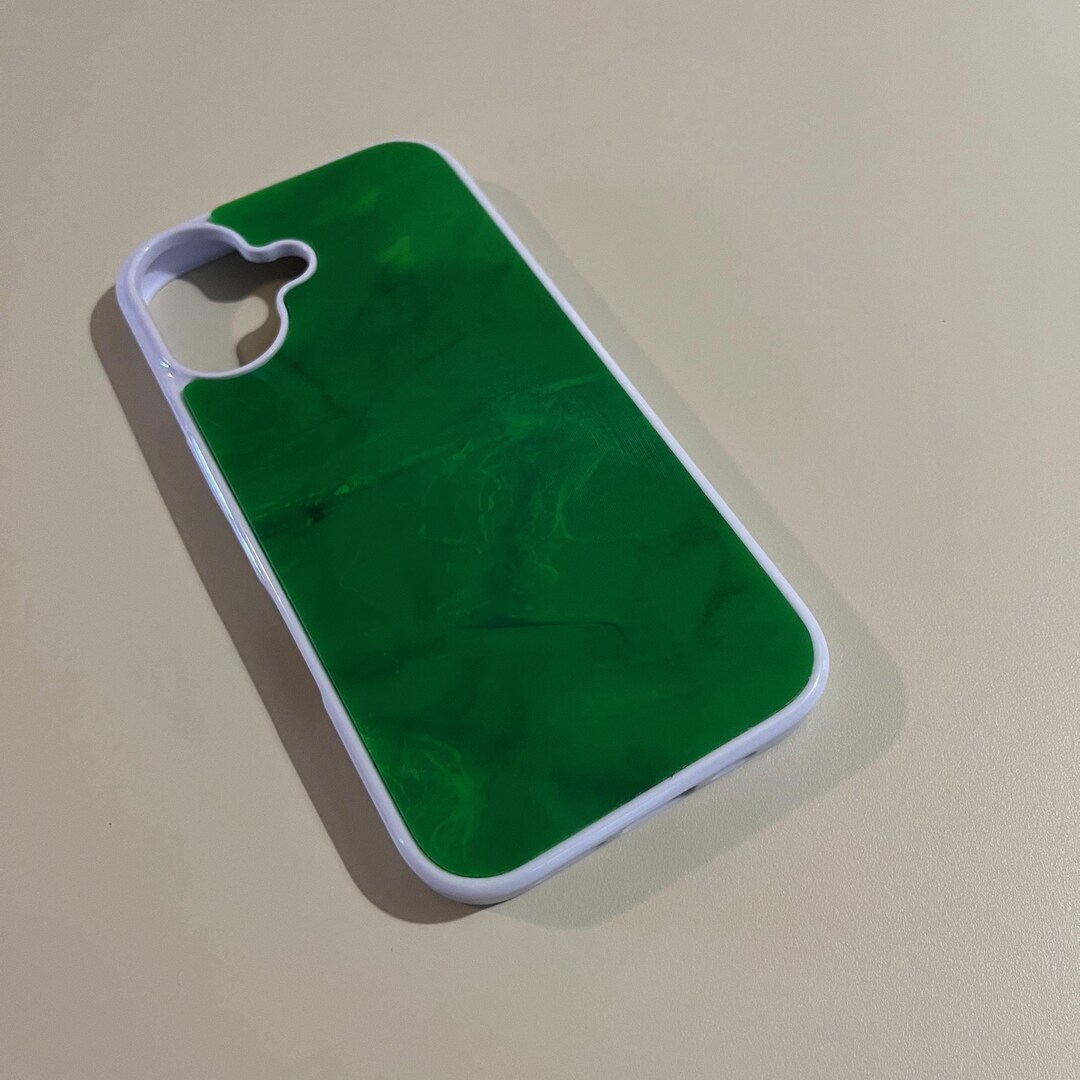 Repurposed Upcycled Green Marbled Colored Vinyl Record iPhone 16 Phone ...