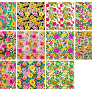 Summer Flowers Digital Image, Flowers Seamless Pattern, Floral Prints ...