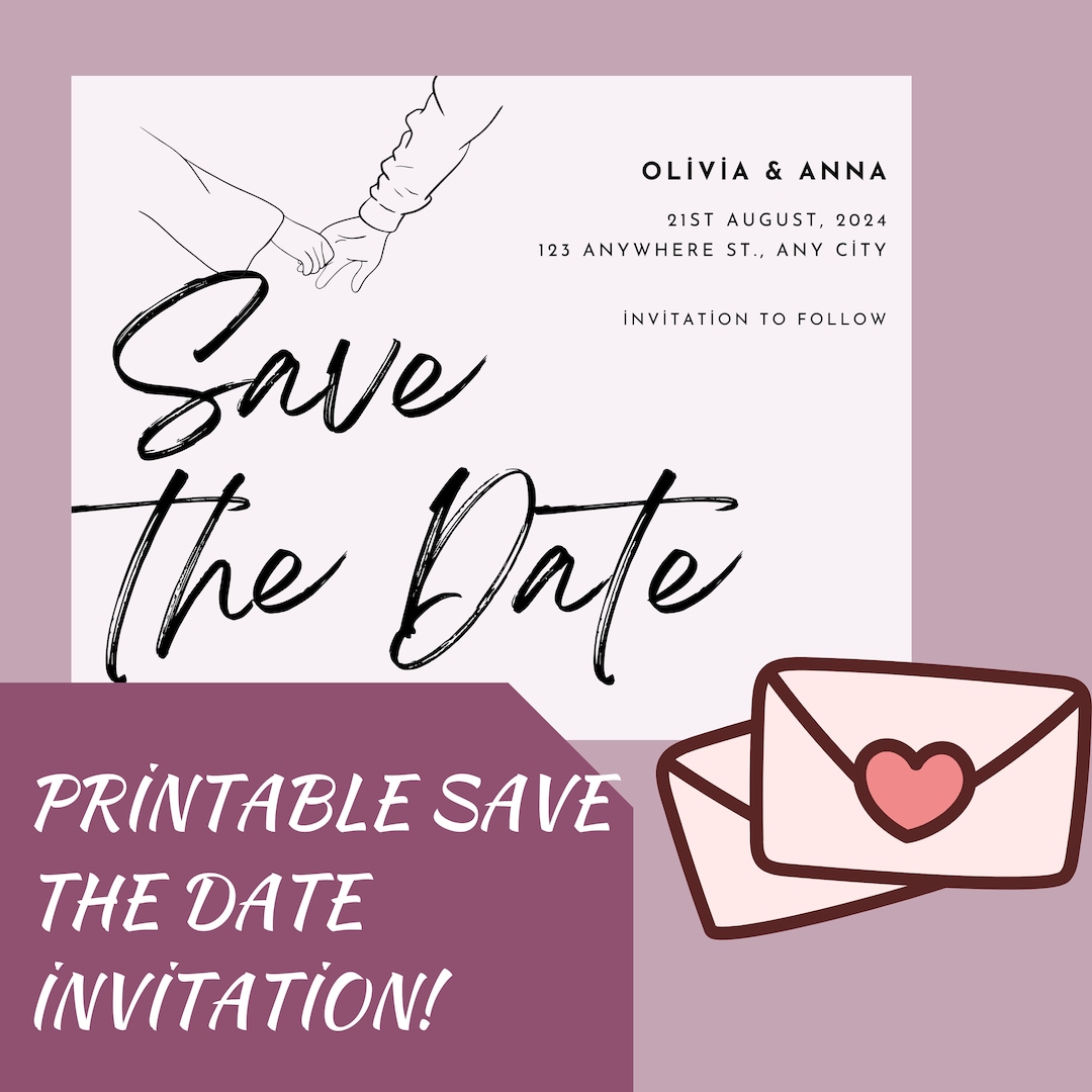 Printable Save the Date Invitations Minimal Design Save the - Etsy