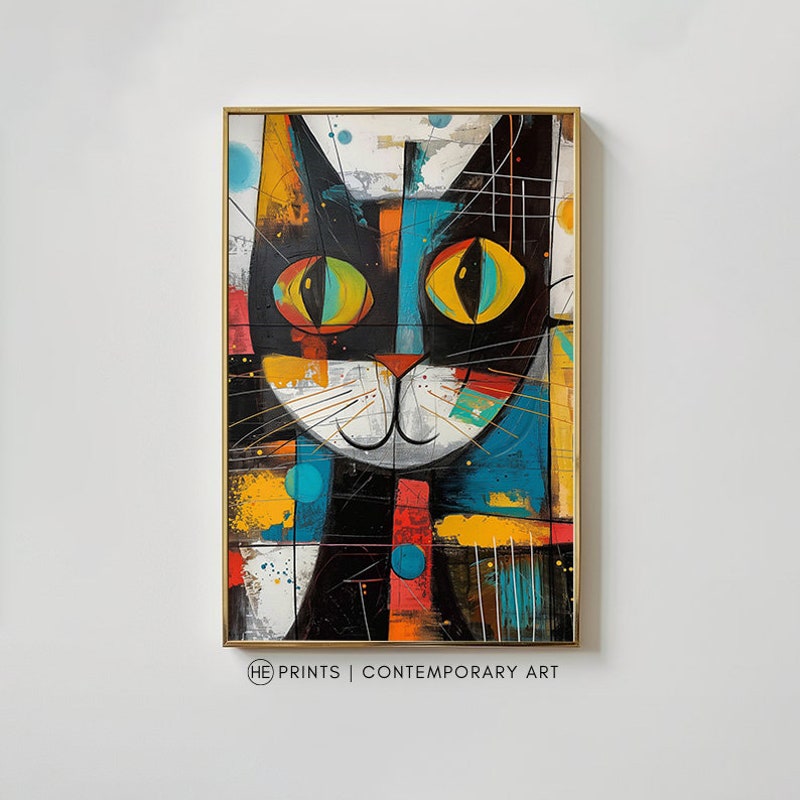 Modern Cat Art - Etsy