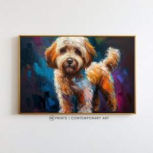 Modern Cockapoo Oil Painting Digital Print - Vibrant Dog Art for Home ...