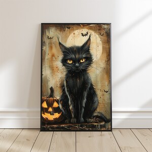 Black Cat Halloween Printable - Dark Academia & Wicca Art | Black Cat ...