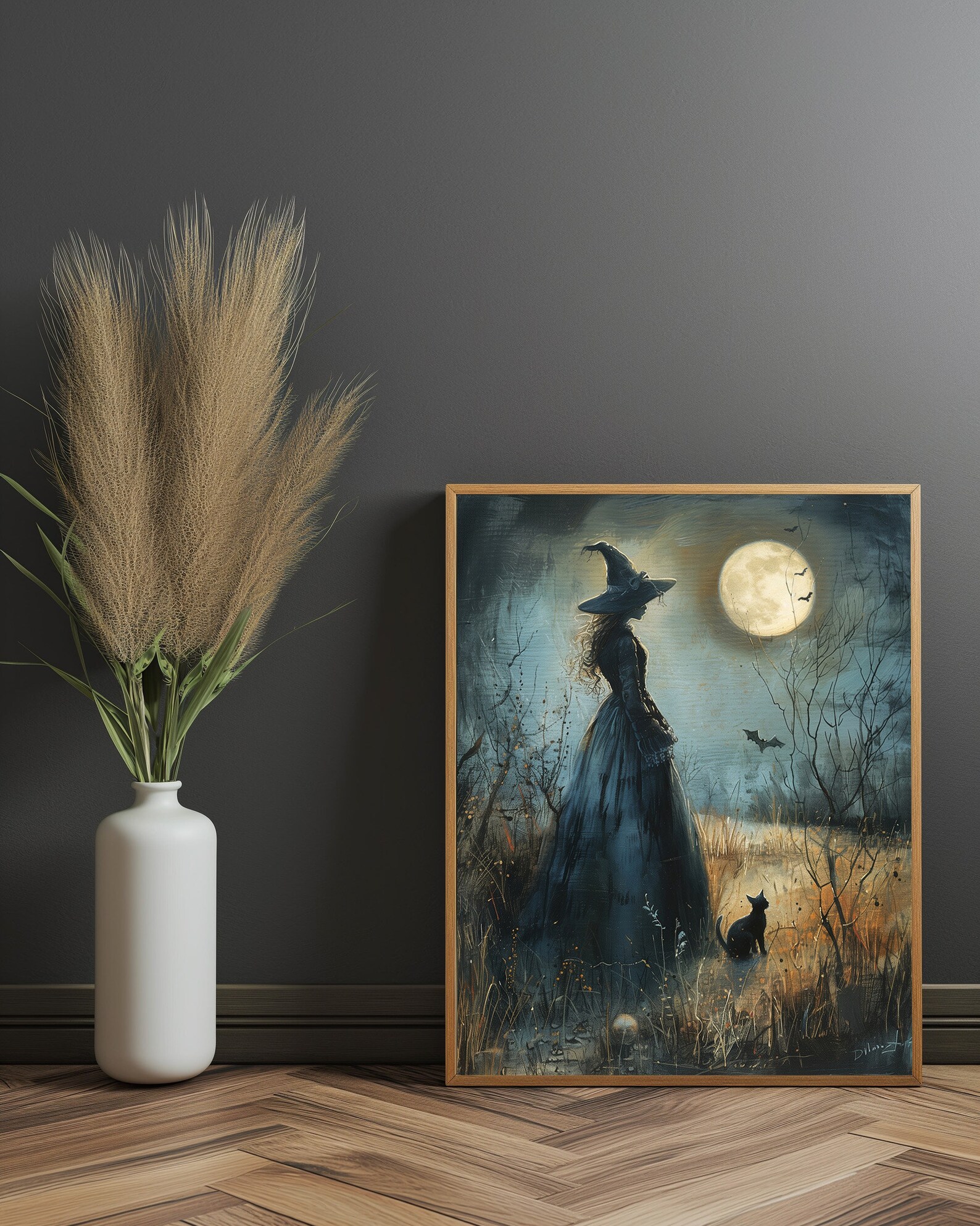 Vintage Halloween Witch Print Dark Cottagecore & Witchy Decor ...