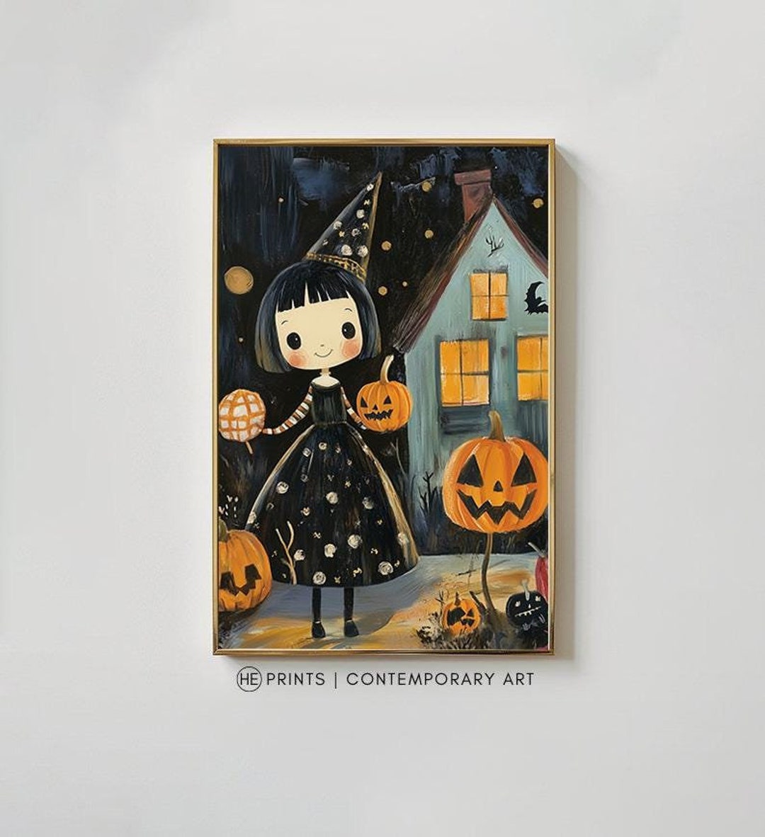 Vintage Halloween Witch Print: Spooky Cottagecore Decor (digital ...