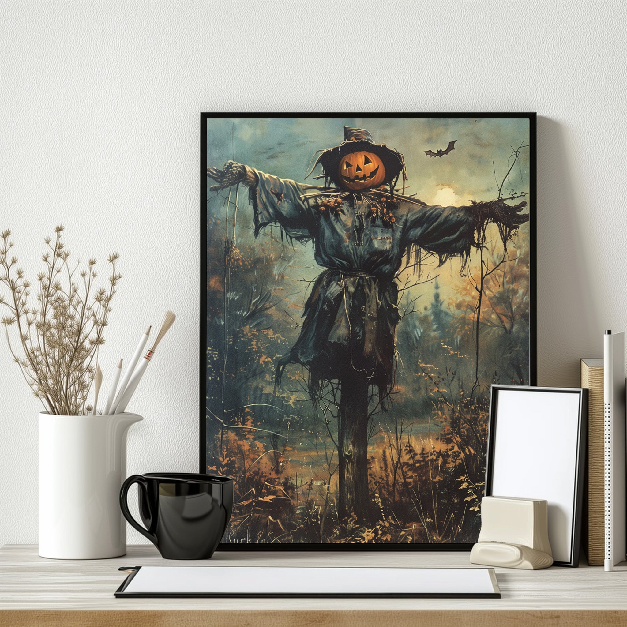 Vintage Halloween Scarecrow Print - Dark Cottagecore & Witchy Decor ...