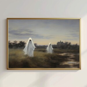 Ghost in Autumn Field Digital Print - Vintage Halloween Landscape Art ...
