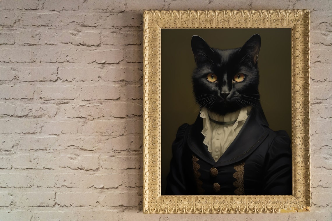 Victorian Gothic Cat in Regal Attire Digital Print Unique Vintage Cat ...