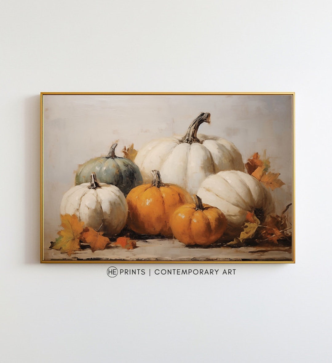 Autumn Pumpkins Still Life Print: Rustic Thanksgiving Decor (digital ...