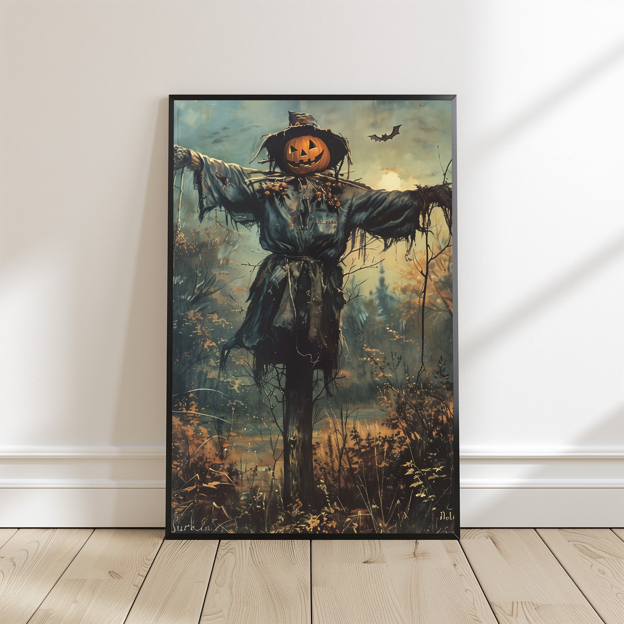 Vintage Halloween Scarecrow Print - Dark Cottagecore & Witchy Decor ...
