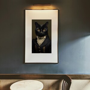 Victorian Gothic Cat in Regal Attire Digital Print - Unique Vintage Cat ...