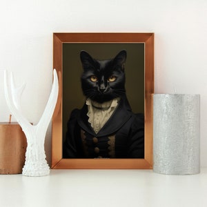 Victorian Gothic Cat in Regal Attire Digital Print - Unique Vintage Cat ...