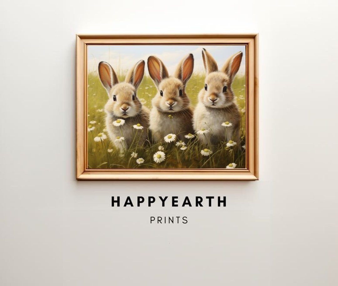 Spring Bunny Rabbits Decor Vintage Spring Printable Farmhouse Easter ...