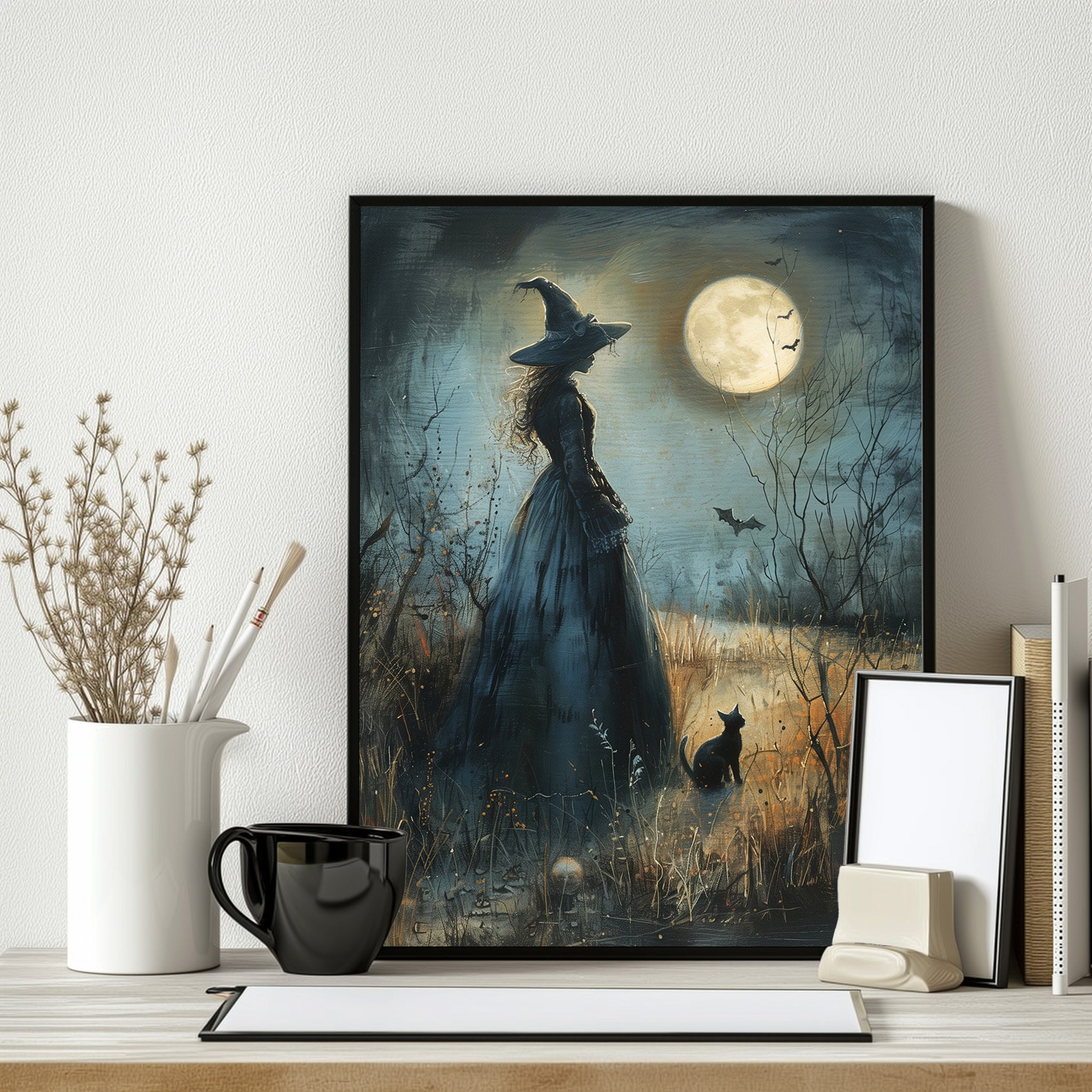 Vintage Halloween Witch Print Dark Cottagecore & Witchy Decor ...