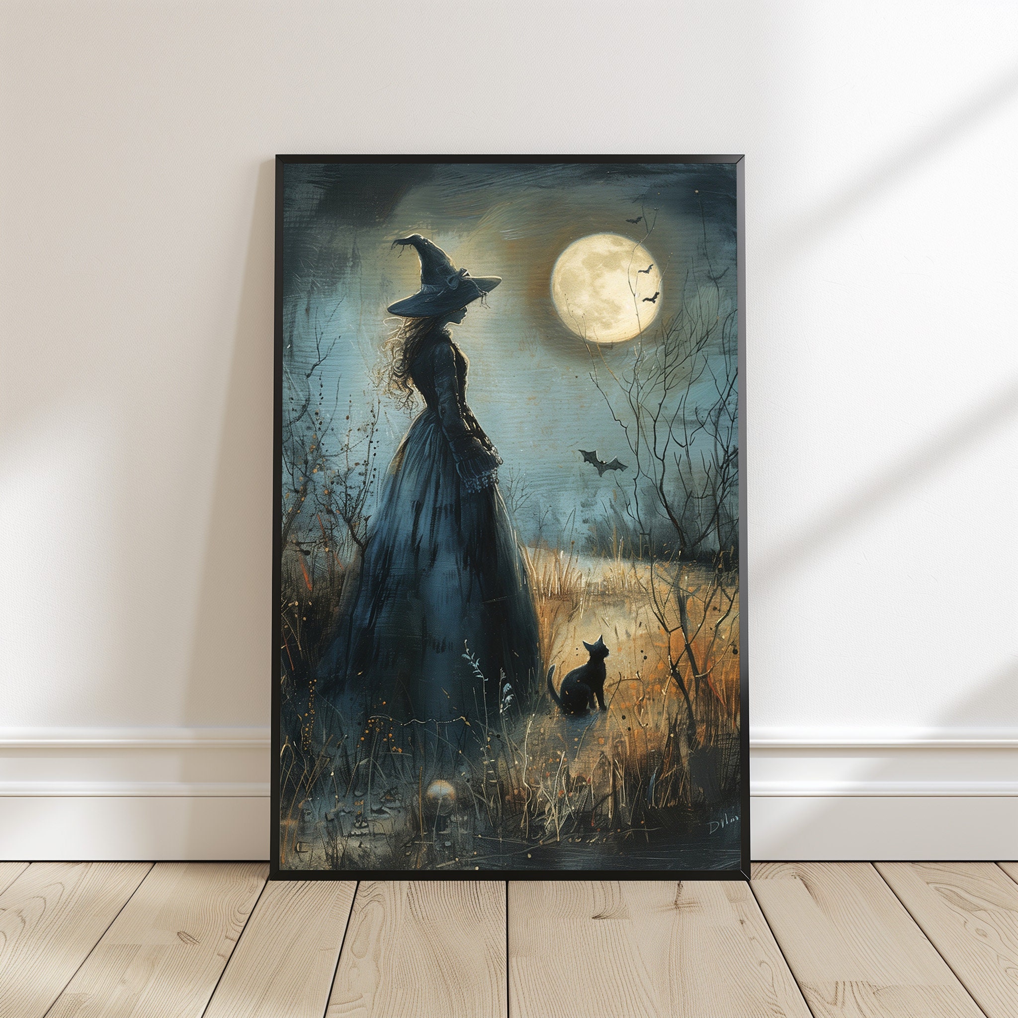 Vintage Halloween Witch Print Dark Cottagecore & Witchy Decor ...