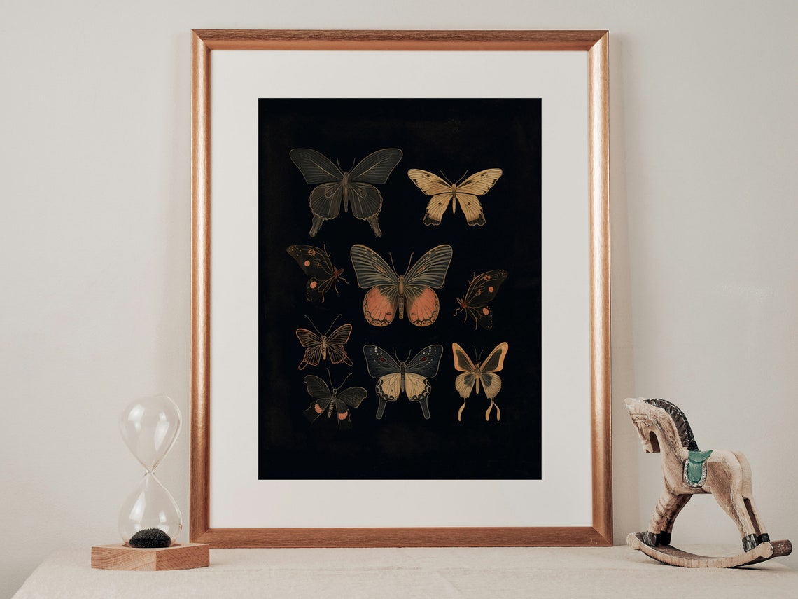 Victorian Gothic Moth Print: Dark Botanical Illustration (digital ...