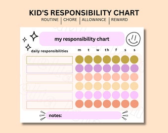 Weekly Chore Chart Printable - Etsy