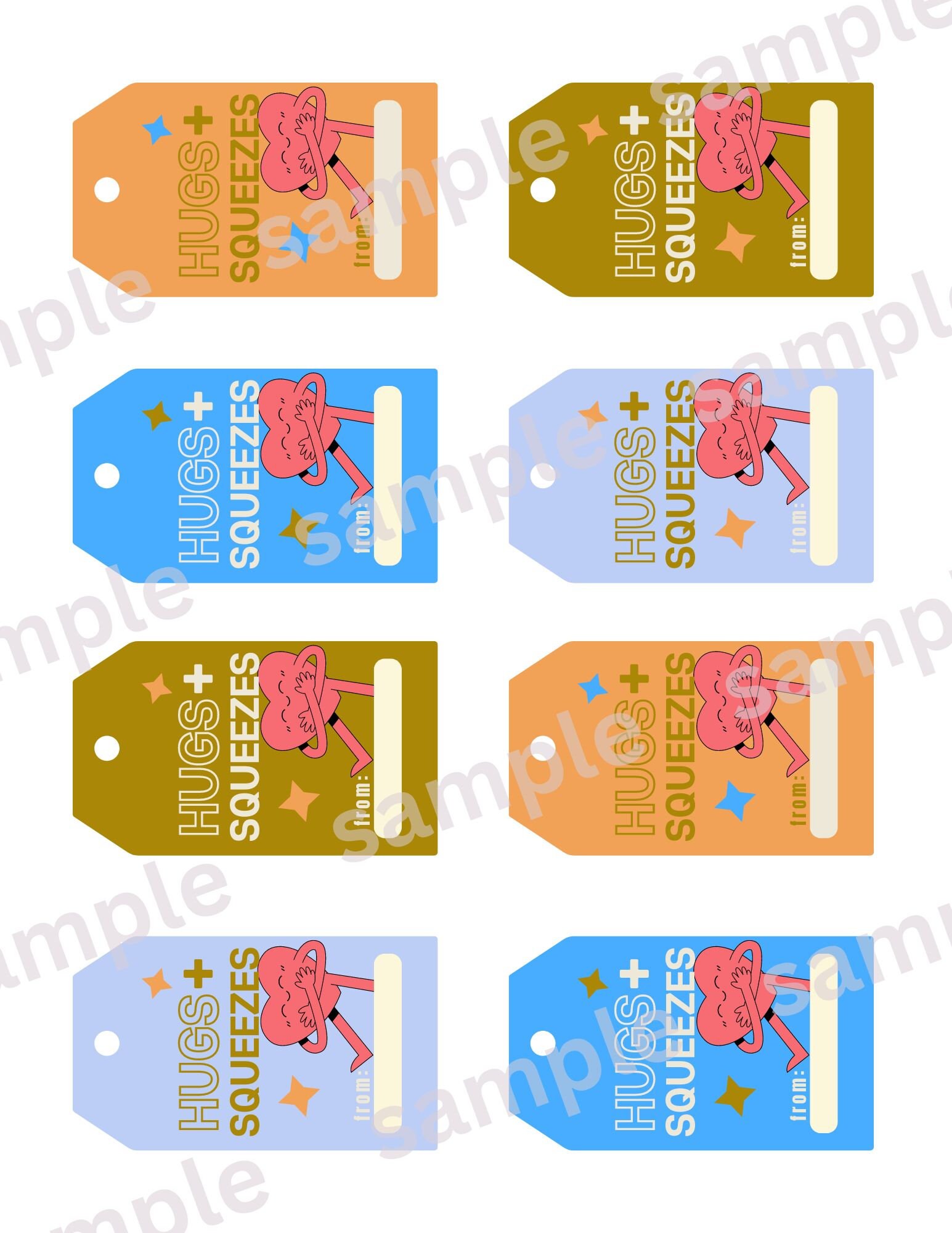 Printable Hugs and Squeezes Pouch Class Valentines Gift Tag, Apple ...