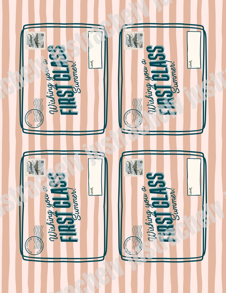 Printable "first Class" Summer Vacation Gift Tag; End of Year, Summer ...