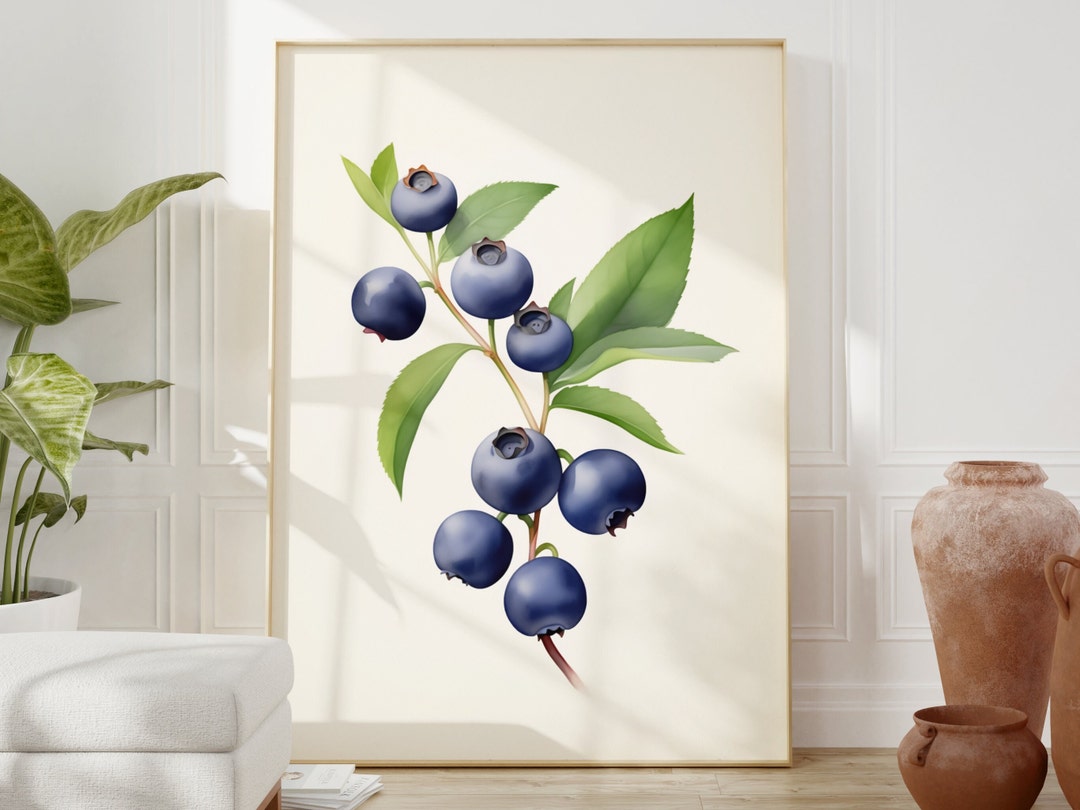 Blueberry Watercolor Art Realistic Berry Illustration Detailed ...