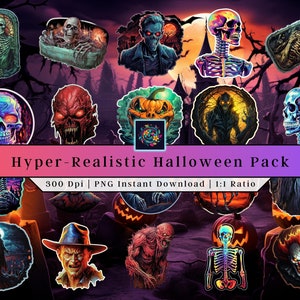 Hyper-realistic Halloween Pack | Clip Art | Printable Stickers ...