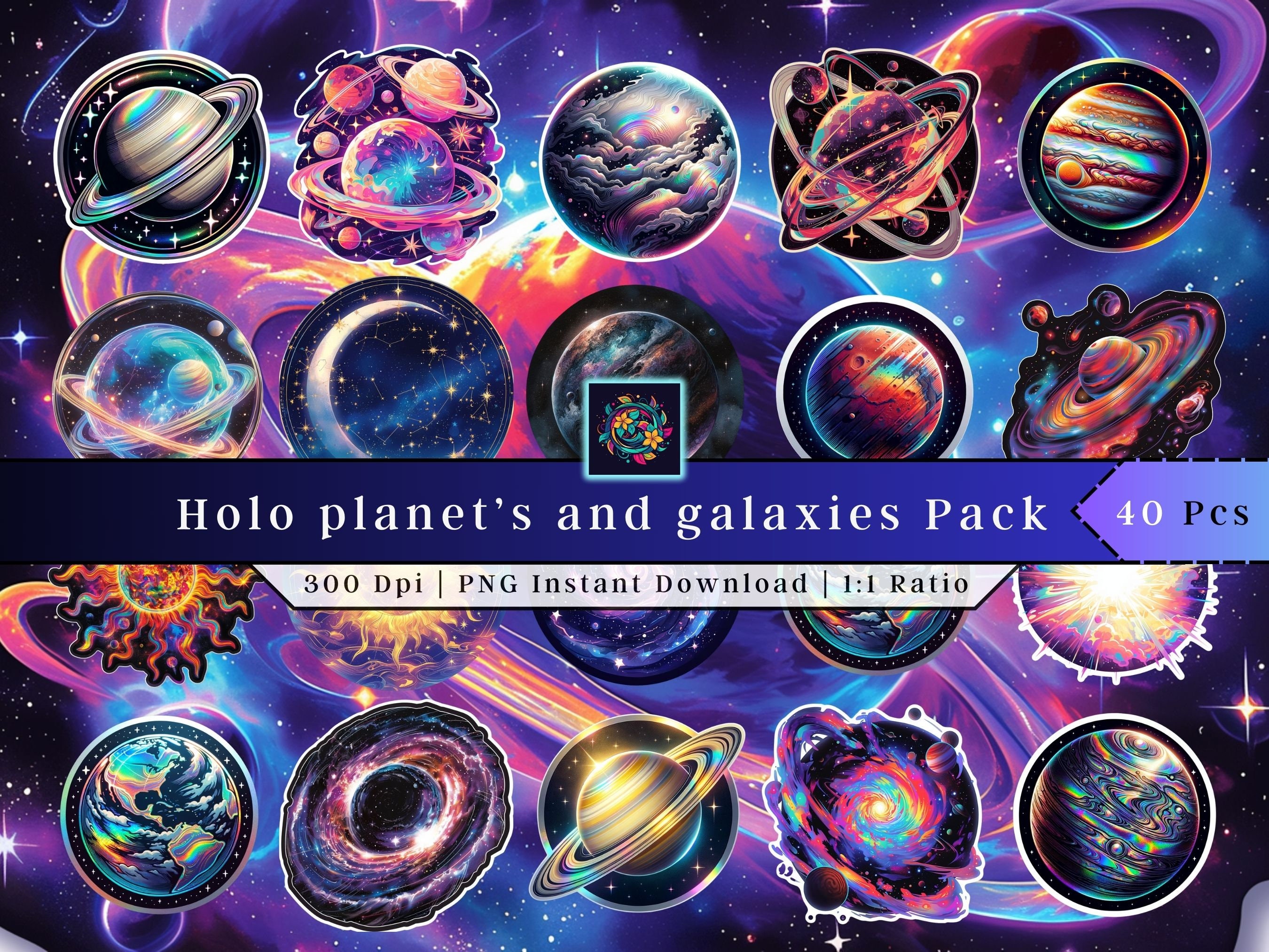 Planets and Galaxies Pack | Clip Art | Printable Stickers | PNG ...